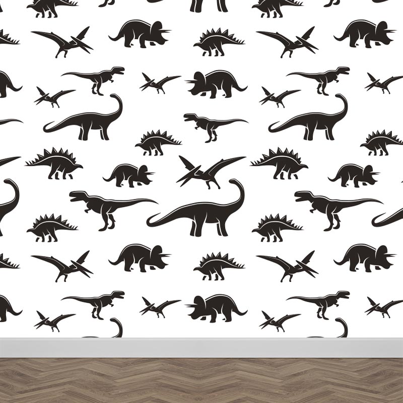 Fotobehang Dinosaurus patroon zwartwit. Speciaal voor jou op maat ...
